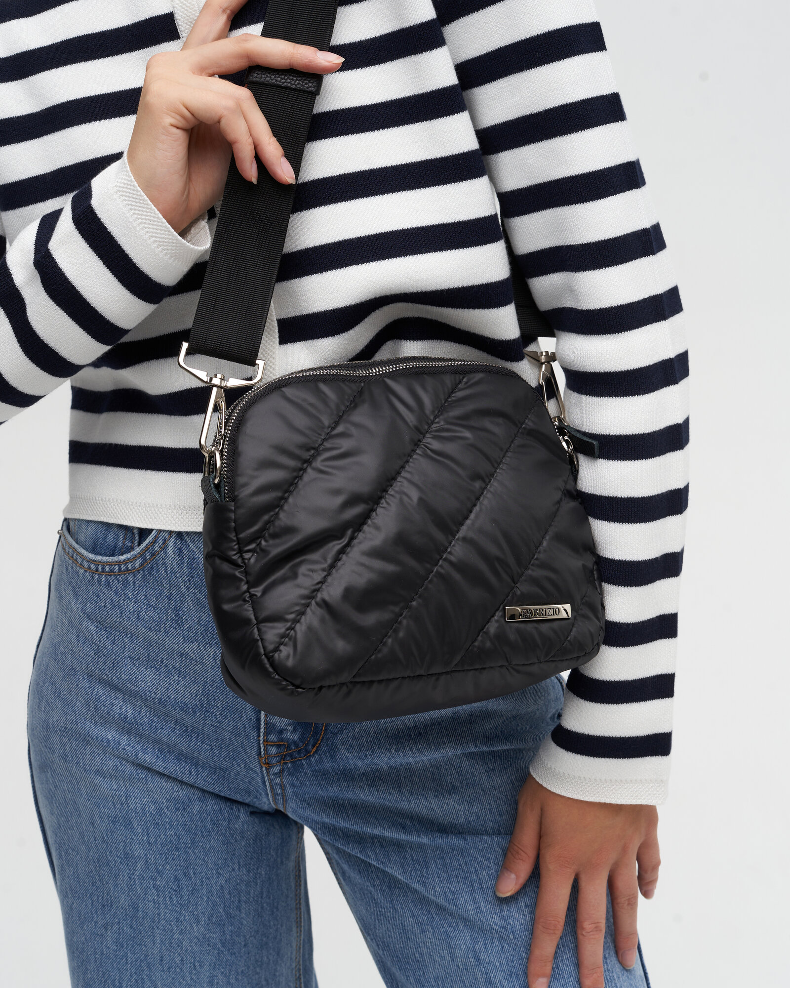 Сумка кросс-боди маленькая через плечо тканевая стеганая