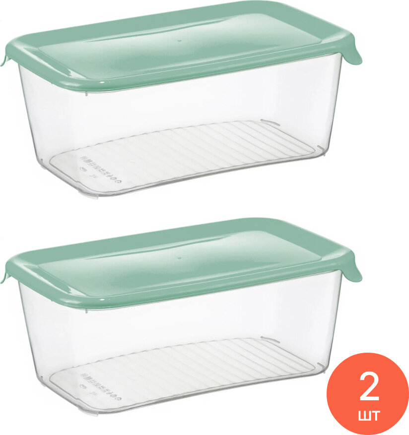 Контейнер для хранения продуктов Idea / Идея Практик полипропилен с крышкой прозрачный, 26.5×17.5×10см объем 3л / емкость герметичная для СВЧ (комплект из 2 шт)