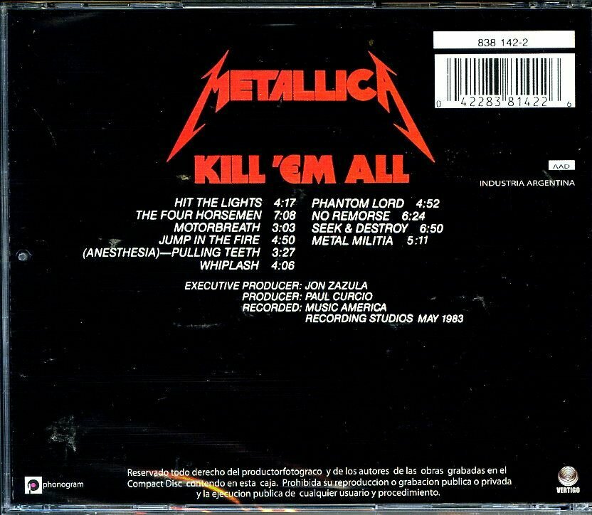 METALLICA - Kill 'em All 1983 г — фото 1