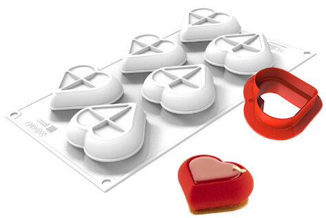 Силиконовая форма+выемка сердечный РИТМ Heartix85 Silikomart (Набор из 1 шт.)