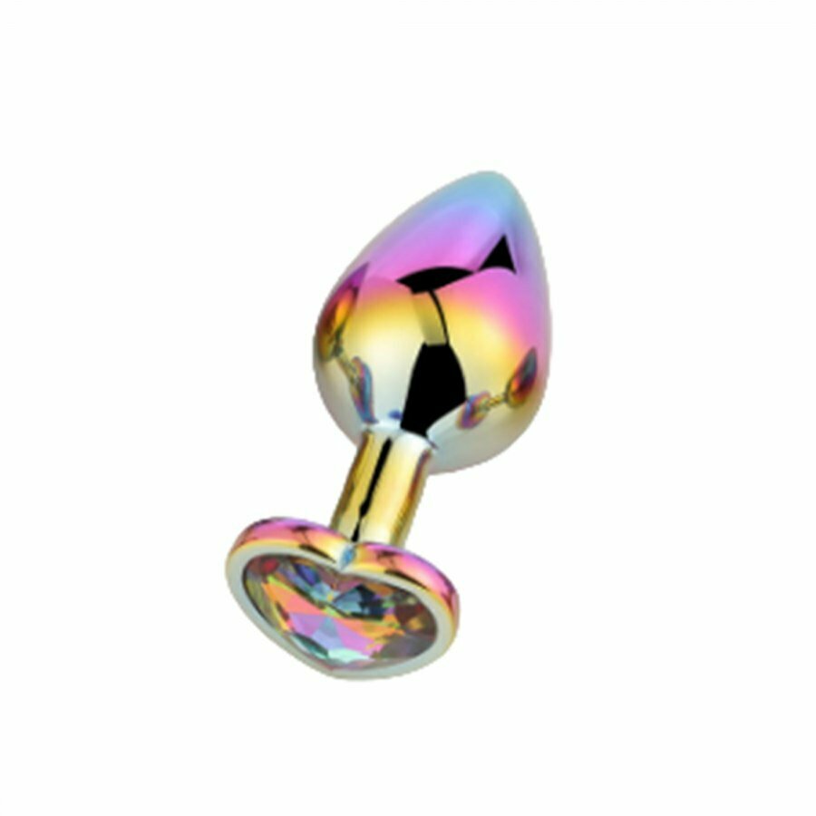 Анальная радужная пробка сердце, размер М