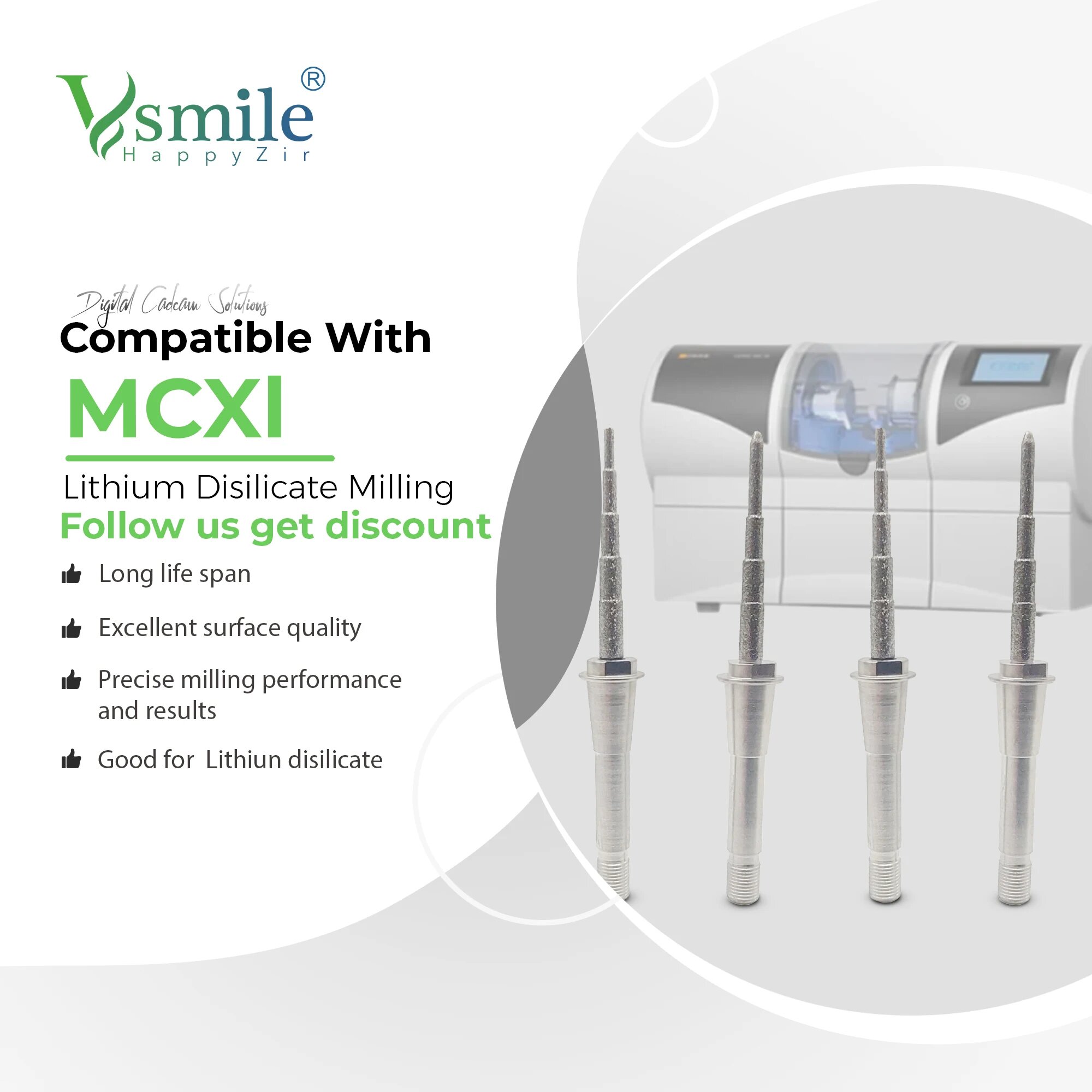 Vsmile Sirona Cerec MC XL Step 12 12S Фрезерные боры для шлифования стеклокерамики Step Bur 12S