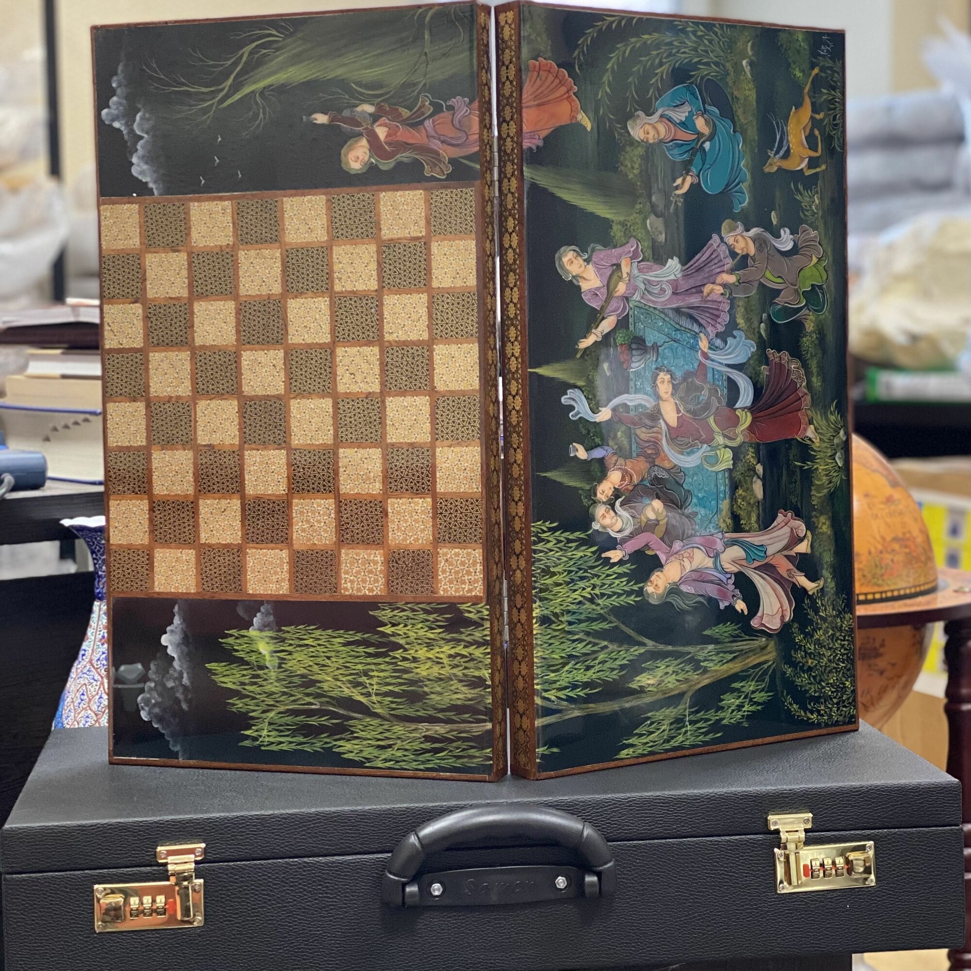 Шахматы-нарды "Хатам" Персидский базар, ручная работа, дерево/металл