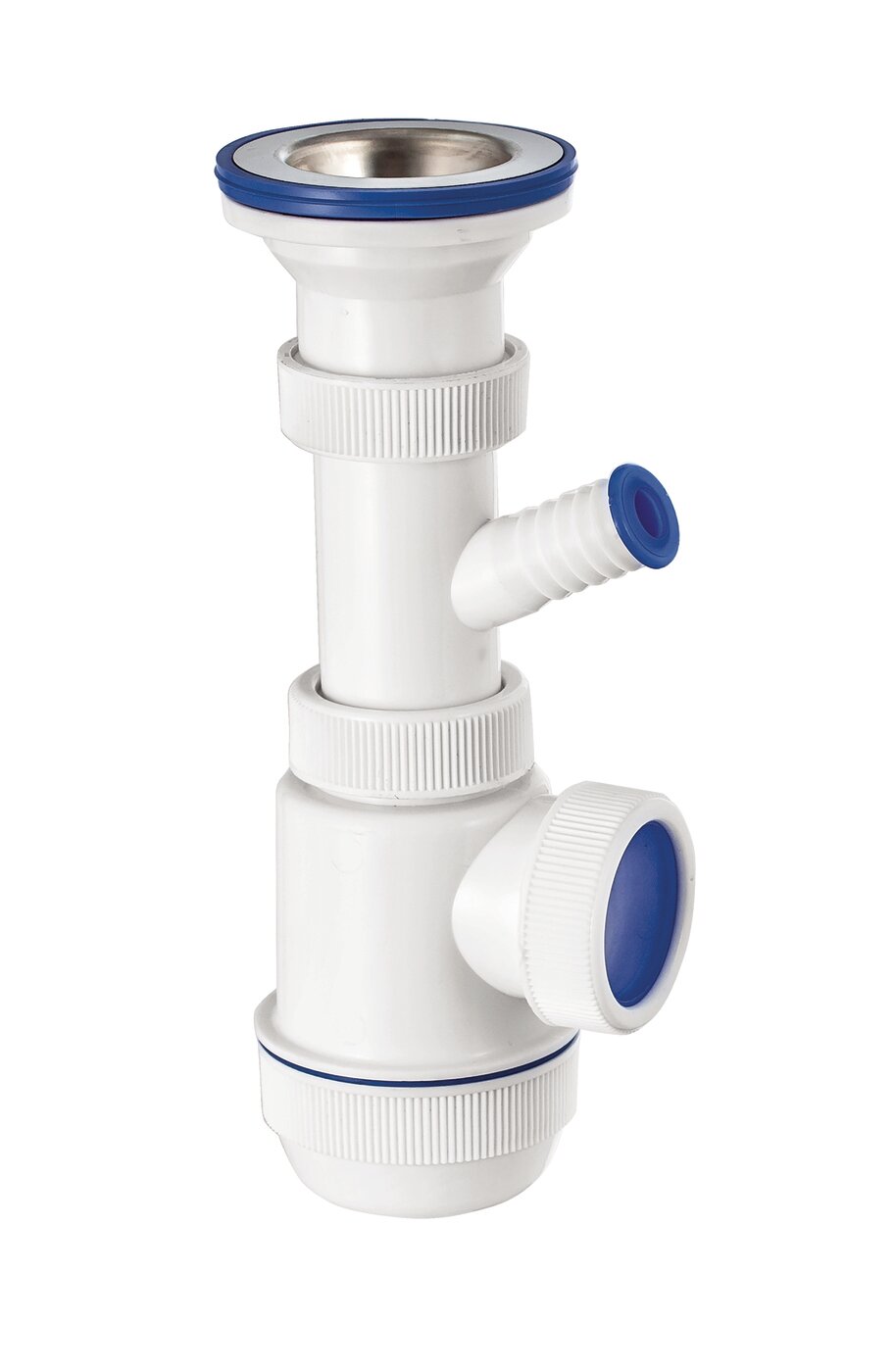 Сифон VIRPlast Мини Элит с нержавеющей чашкой 70 мм, с отводом для стиральной машины
