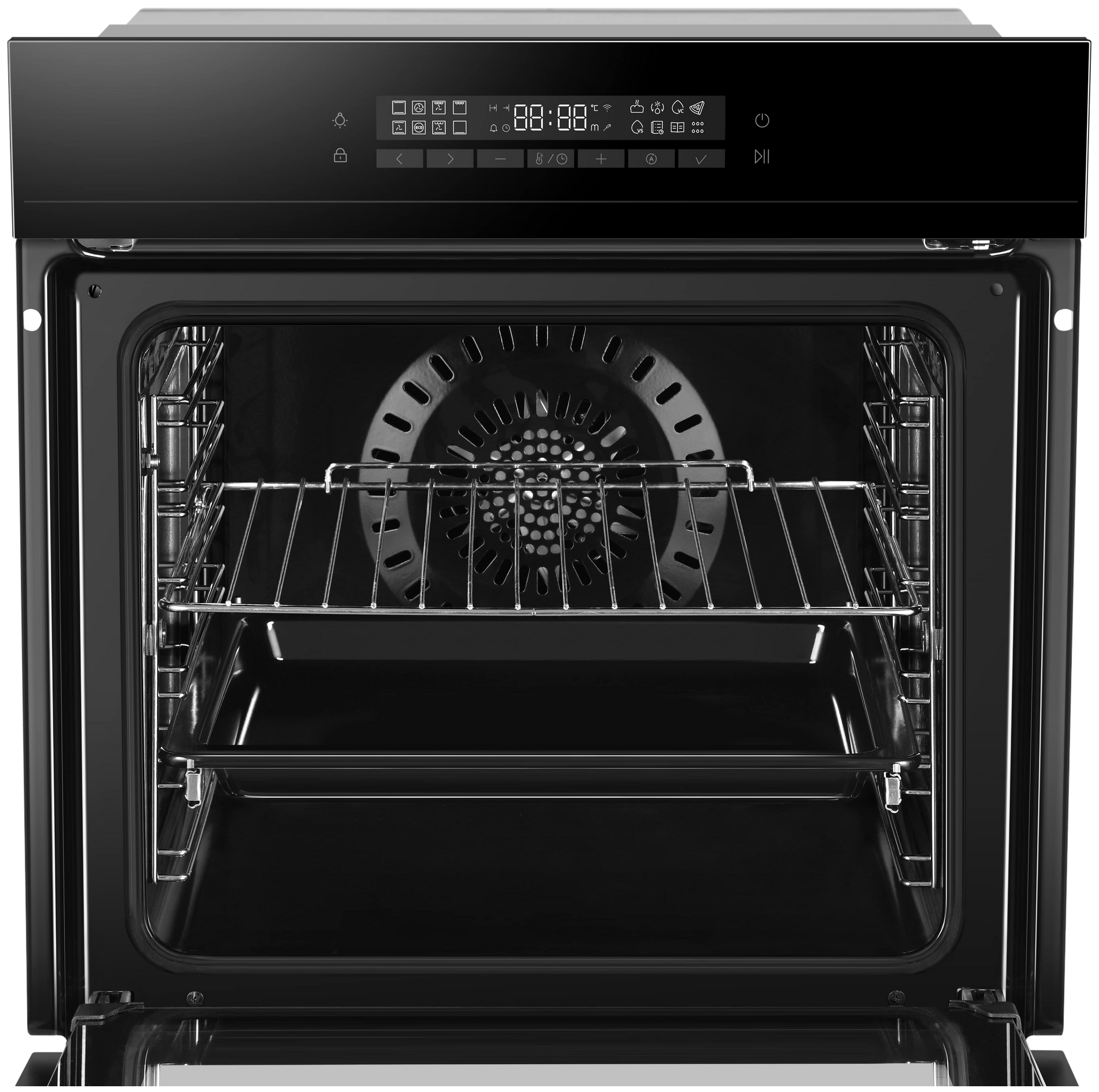 Духовой шкаф Haier HOQ-P16AN5GB с телескопическими направляющими, термощупом и очисткой паром, черный