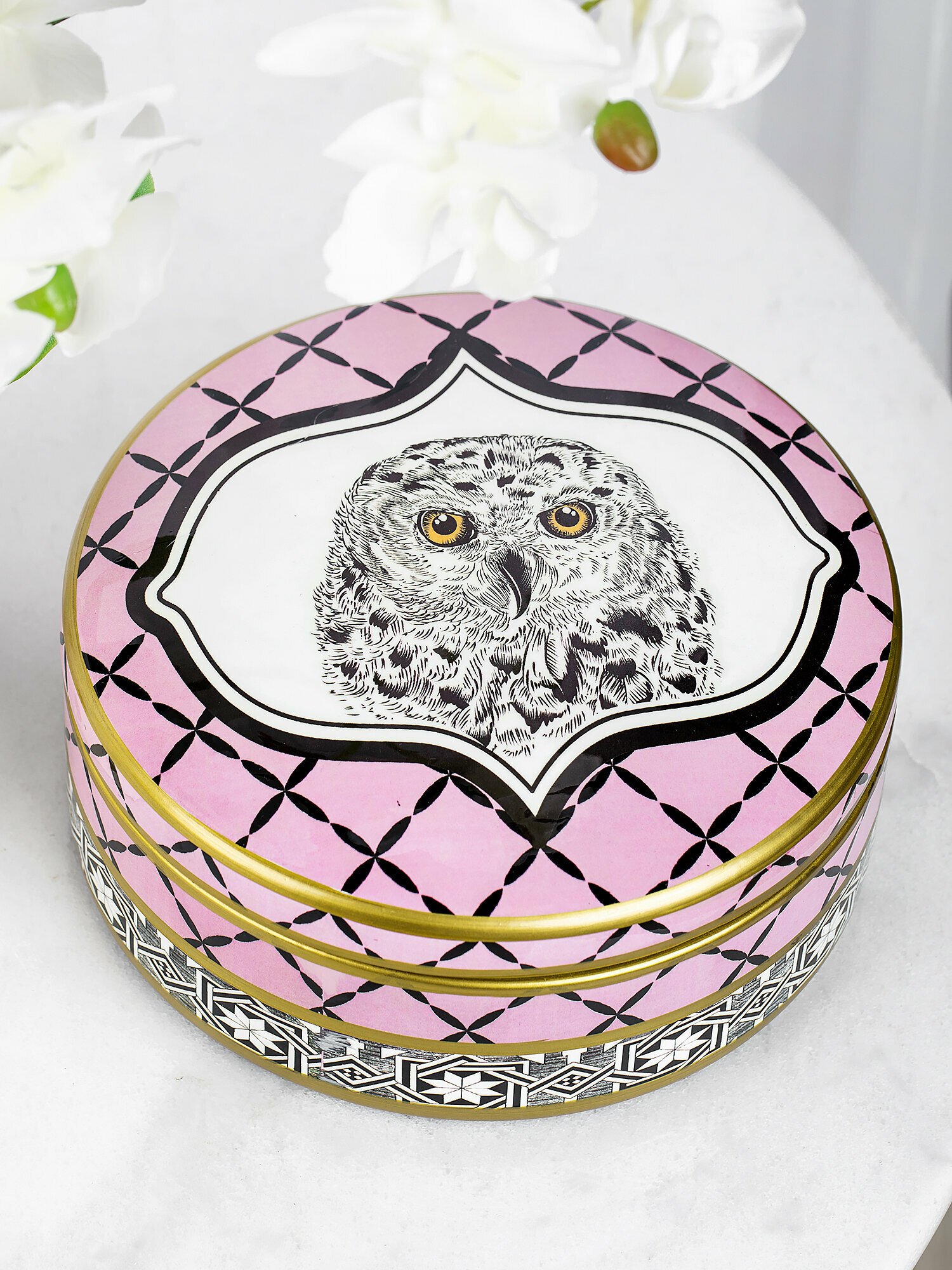 Фарфоровая шкатулка Glasar "Совушка", 18x18x8 см, универсальная