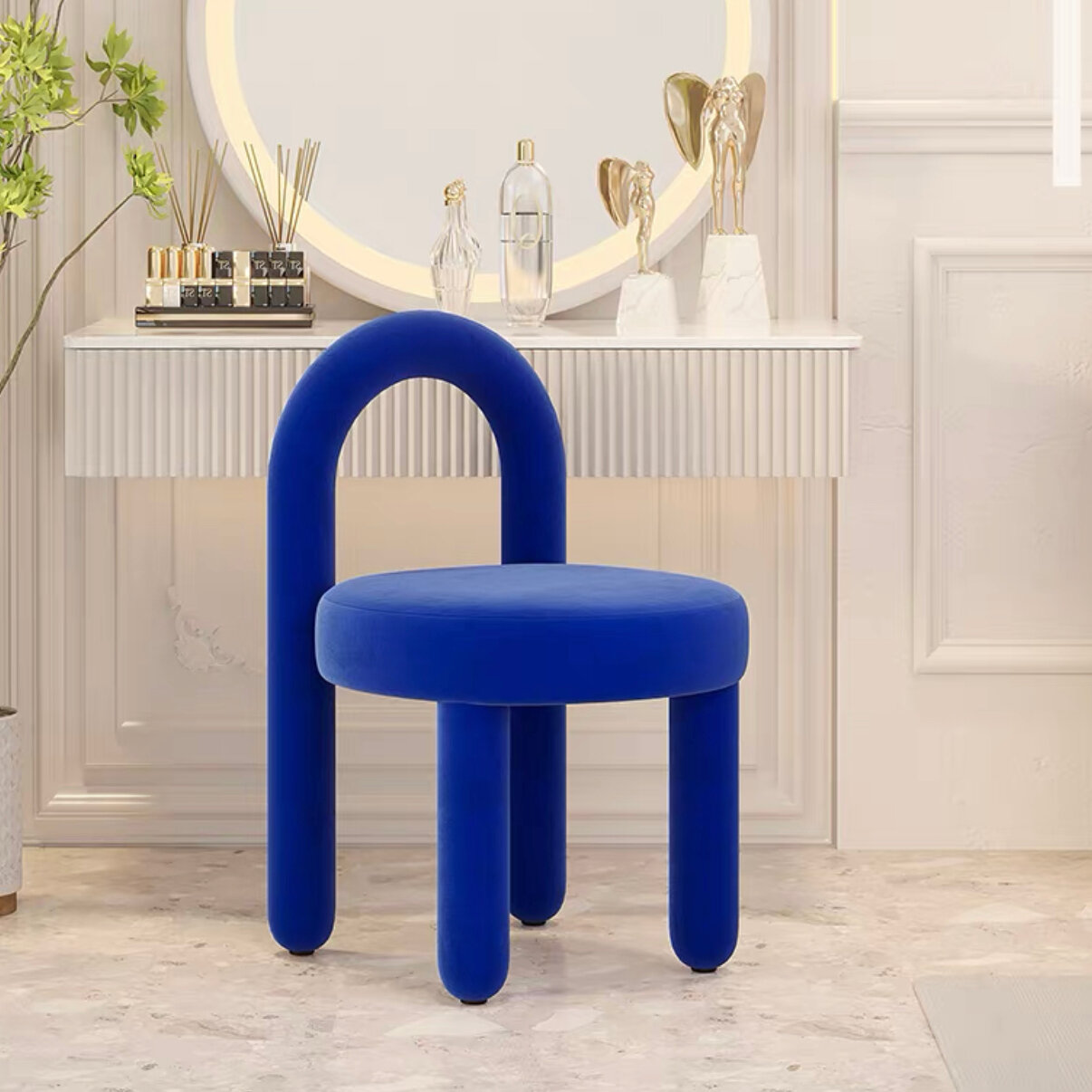 Мягкий стул Mios (синий / велюр)