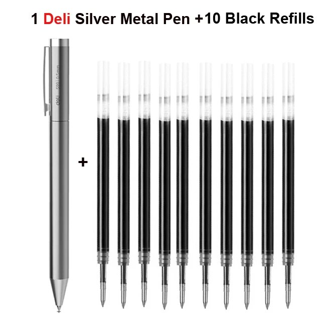 Гелевая ручка Deli металлическая черная 0,5 мм 1 Pen 10 Black ink
