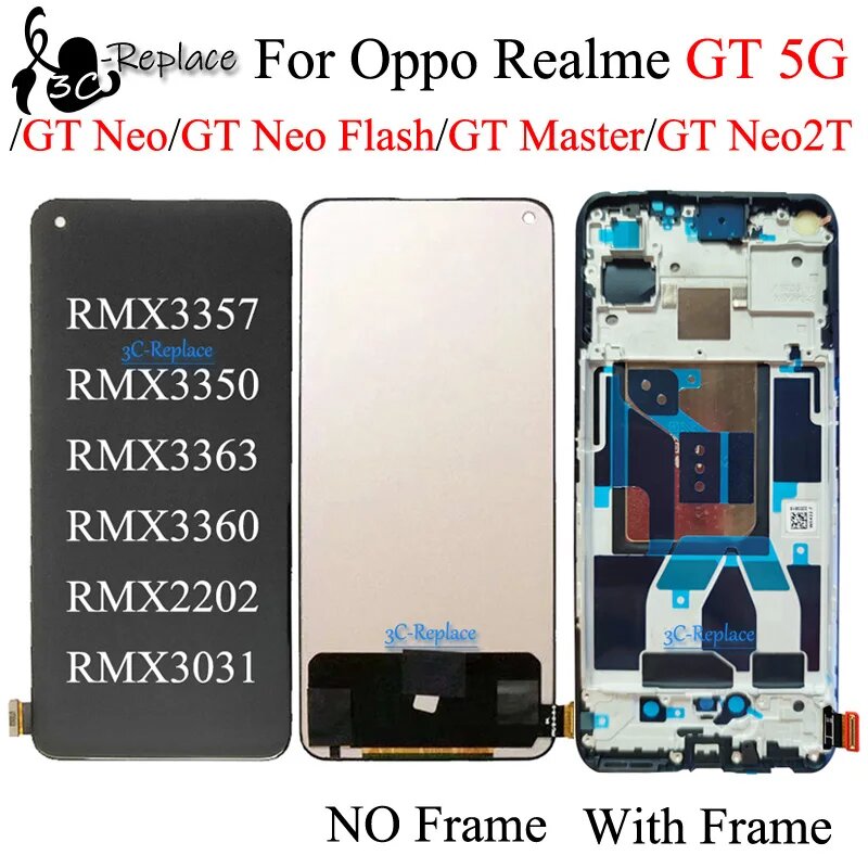TFT 6,43 "для OPPO Realme GT 5G GT Neo GT Master GTNeo Flash GT Neo2T ЖК-дисплей с цифровым преобразователем сенсорного экрана в сборе/с рамкой