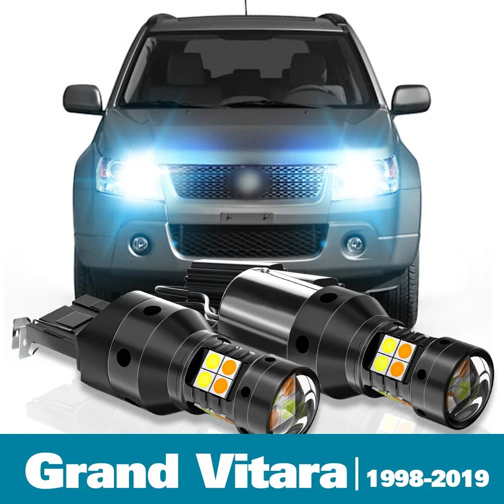 Светодиодный двухрежимный сигнал поворота, 2 шт. + дневная подсветка, ДХО для Suzuki Grand Vitara, аксессуары 1998-2019, 2006, 2012, 2013, 2014, 2015 (JT TE TD) 2006-2019, Yellow to White