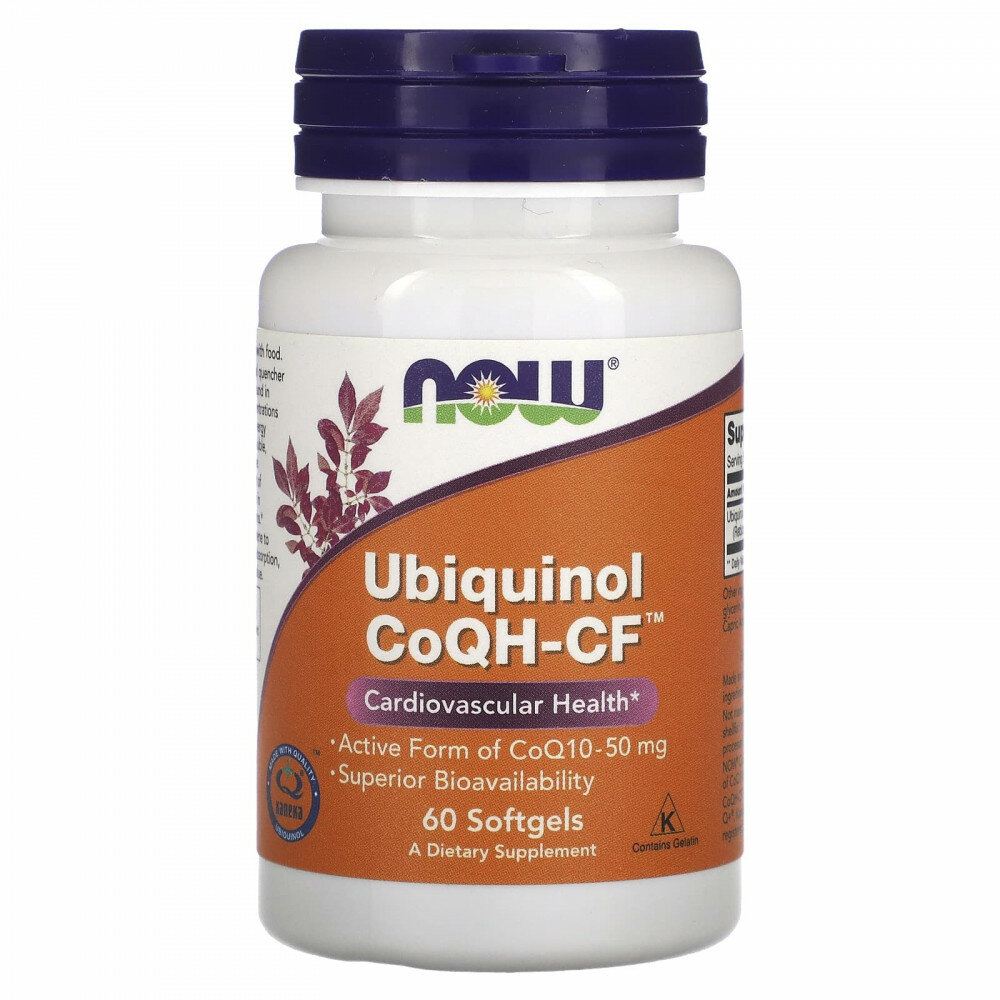 NOW Foods, убихинол CoQH-CF™, 50 мг, 60 капсул