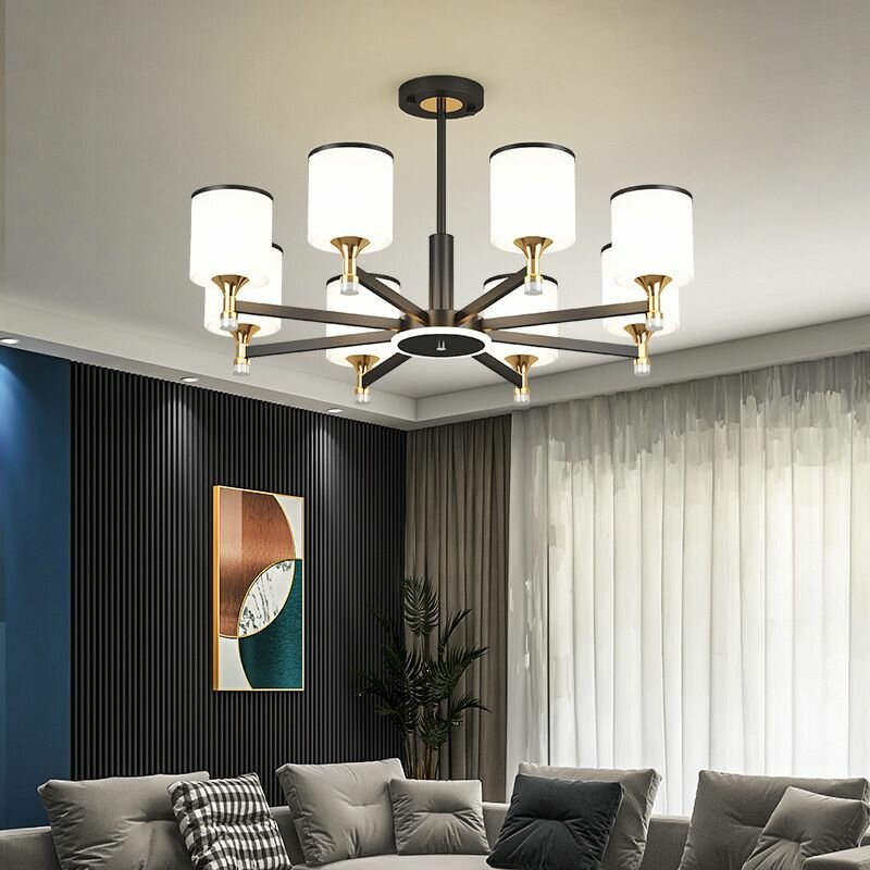 Северная Люстра Из Черного Золота Со Стеклянным Абажуром. Современное Освещение Домашнего Декора. Подходит Для Гостиной, Столовой, Зала.