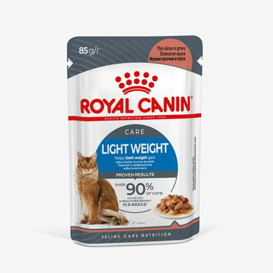 Royal Canin Light Weight Care влажный корм для взрослых кошек для профилактики избыточного веса мелкие кусочки в соусе, в паучах - 85 г