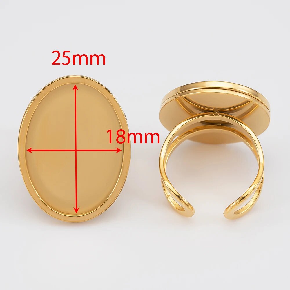 Кольца из нержавеющей стали MINGXUAN 4 шт. Oval-Gold-18x25mm