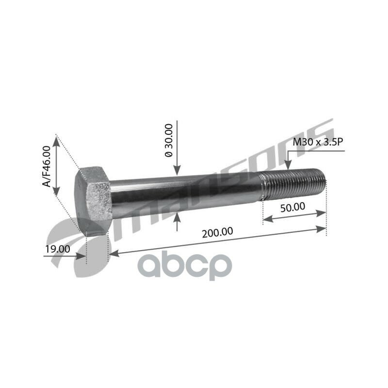 Болт рессоры! M30x3.5x200 (пневмоподвеска) SAF Mansons арт. M30200
