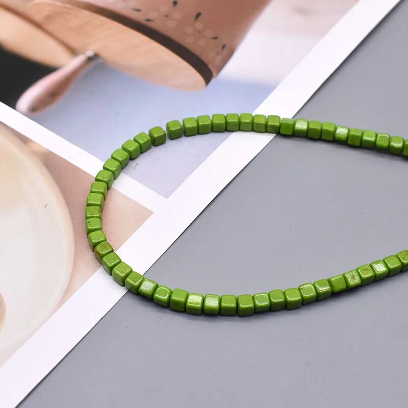 Натуральные квадратные бусины YanQi 4 мм Зеленый, 3