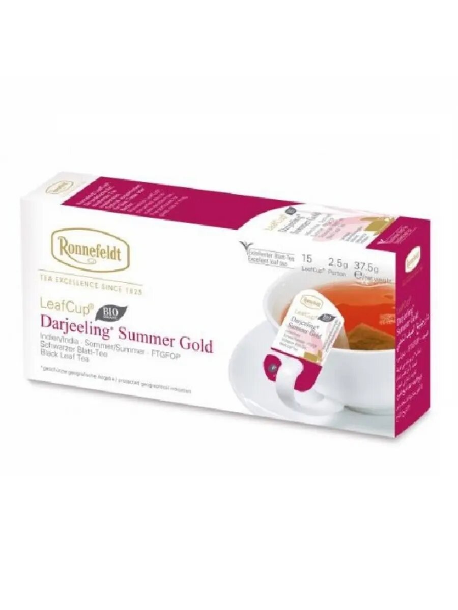 Чай Ronnefeldt "Leaf Cup Darjeeling", черный, в сашетах, 1095 дней хранения