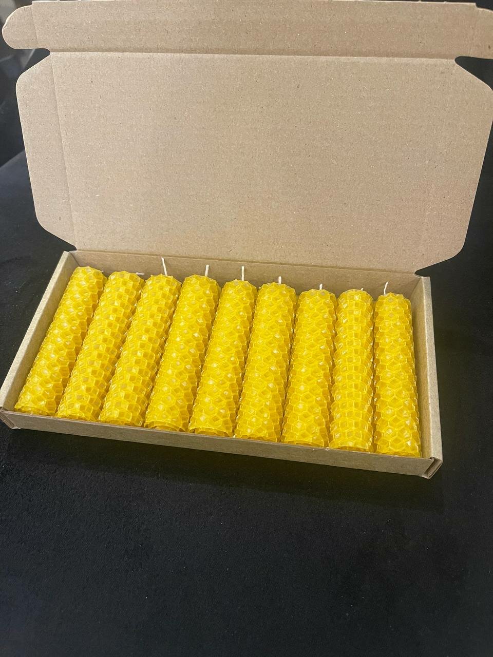 Набор свечей из вощины подарочный желтый 9 штук