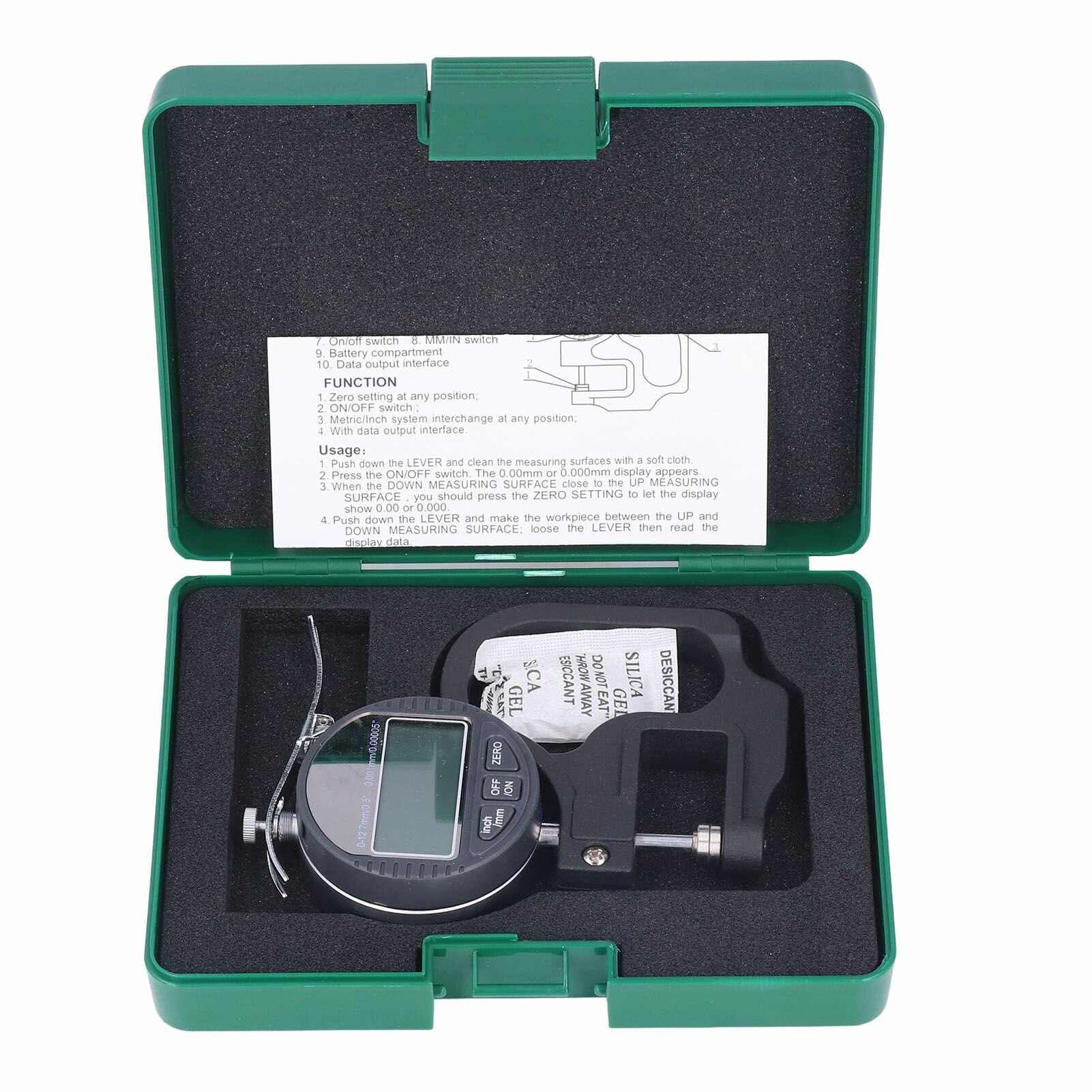 Микрометр с LCD-дисплеем для измерения толщины бумаги и пленки 0-12,7 мм, точный инструмент