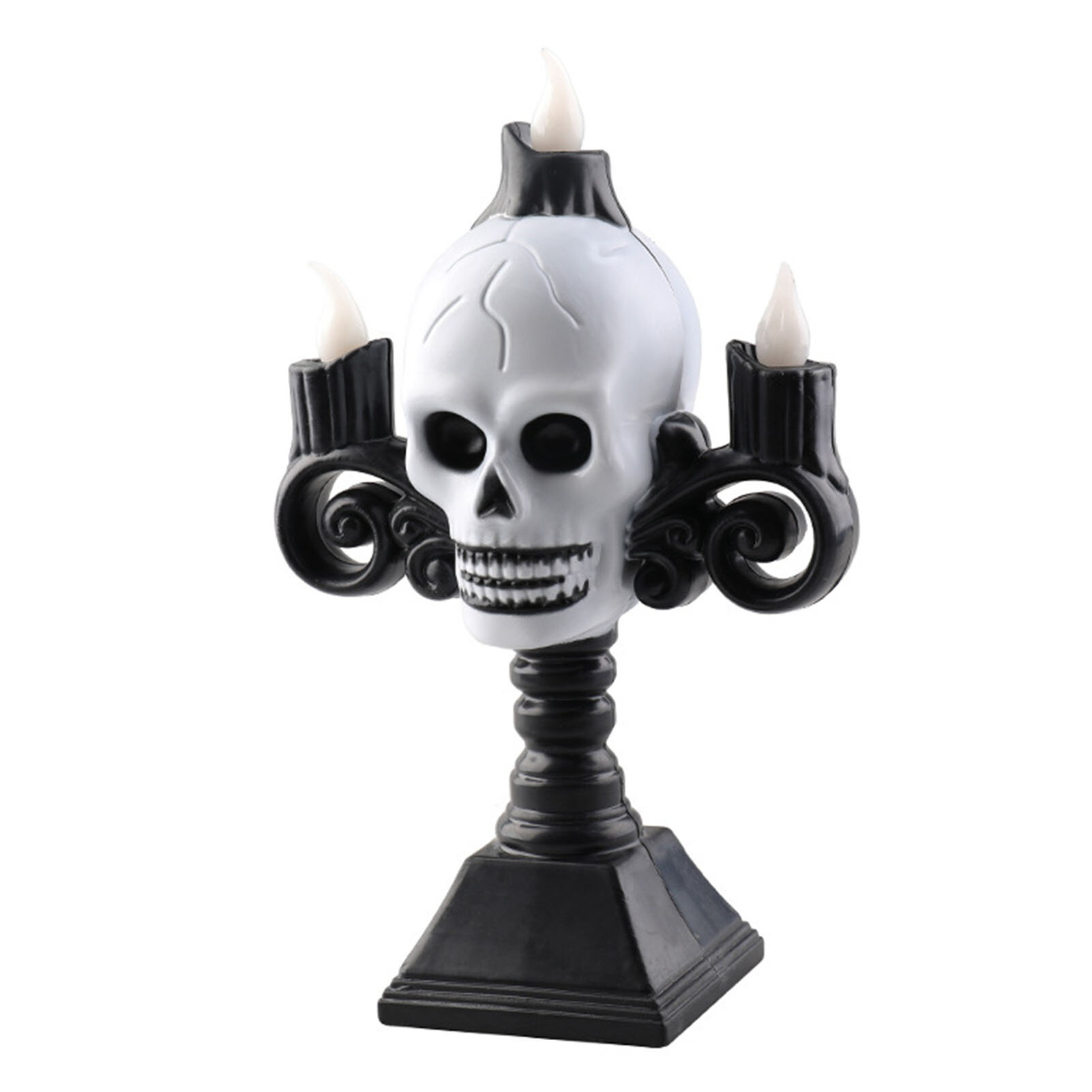 Голова черепа светодиодные свечи легкие ретро -жуткие зеленые световые пластиковые пластиковые череп с свечами для вечеринки