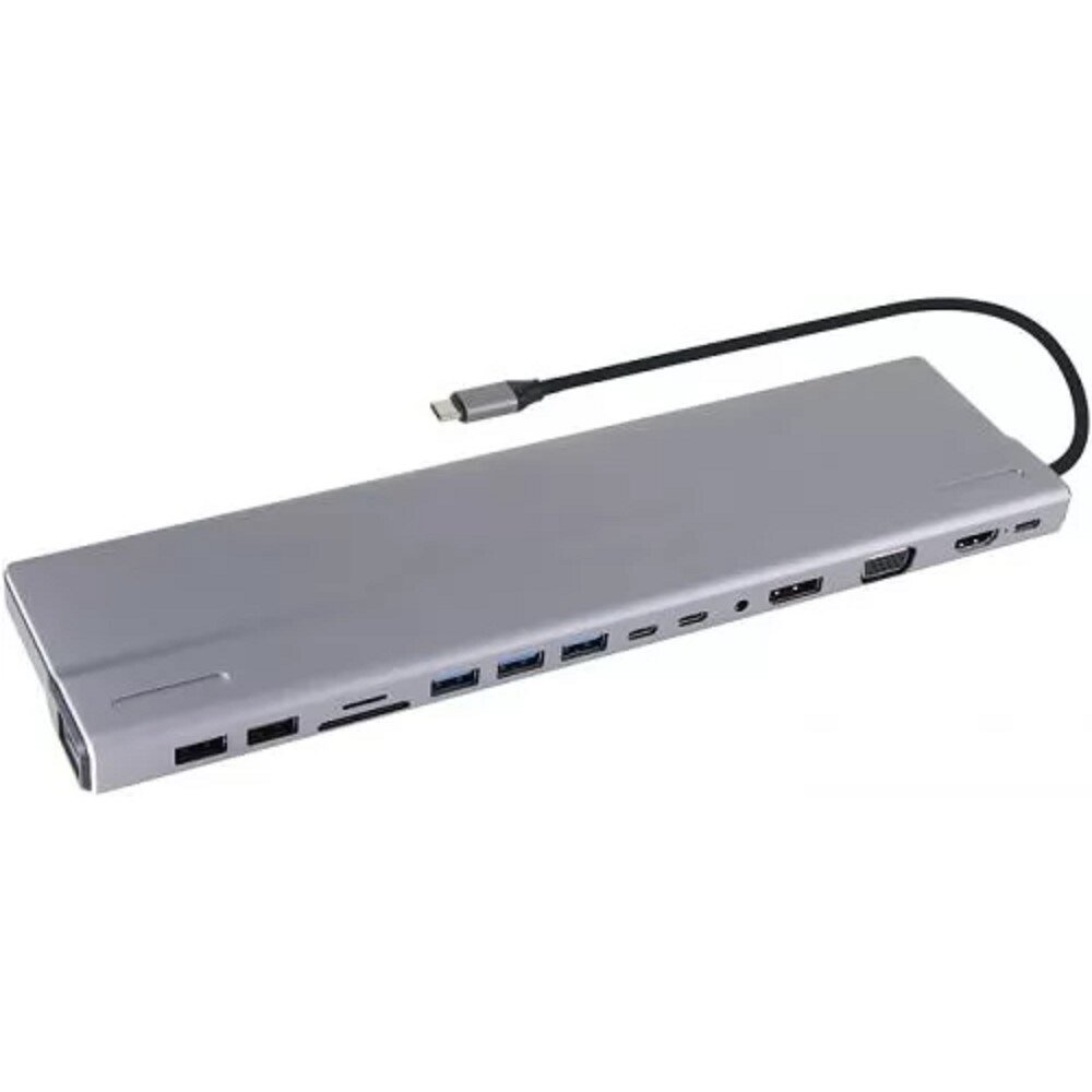 VCOM CU4703 Адаптер TypeC -->3*USB3.0+2*USB2.0+VGA+RJ45+SD+TF+AUD+HDMI+DP+2*USB3.1 Data+PD[4895182217294]