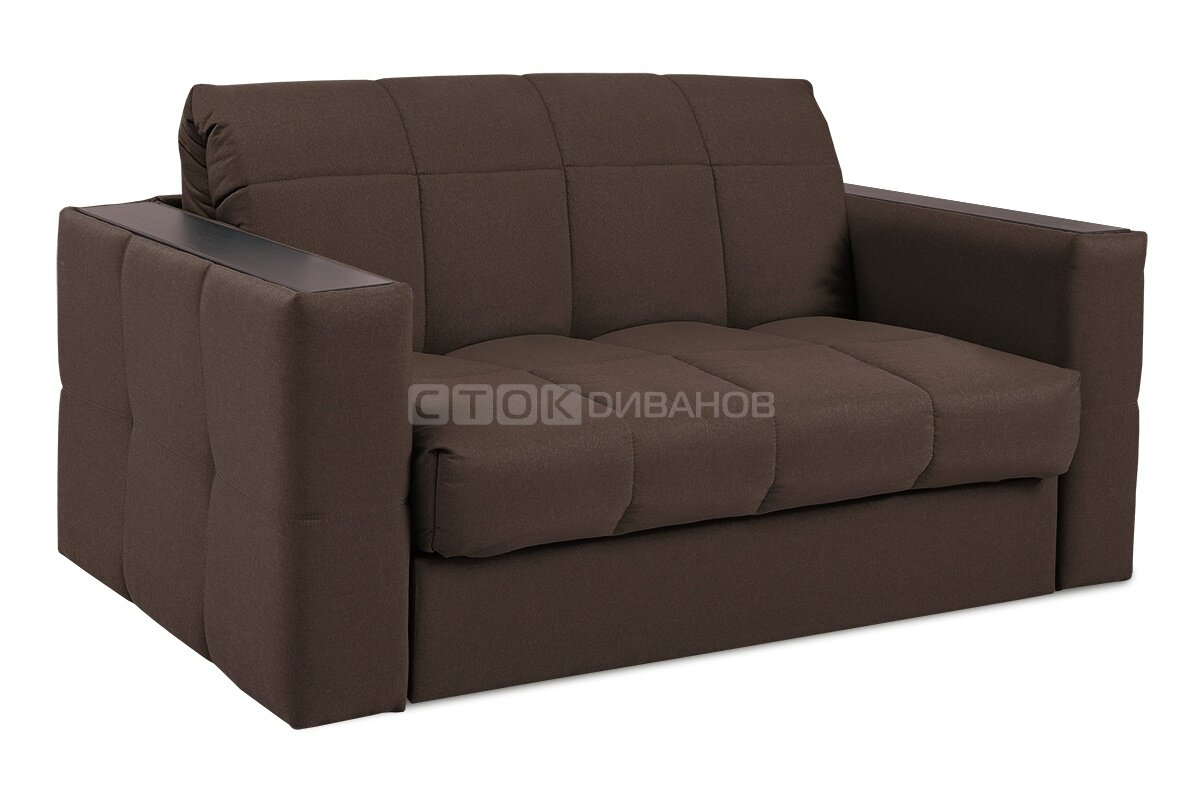 Диван Сток Диванов Альберт, коричневый велюр, 155 см, механизм аккордеон на металлокаркасе