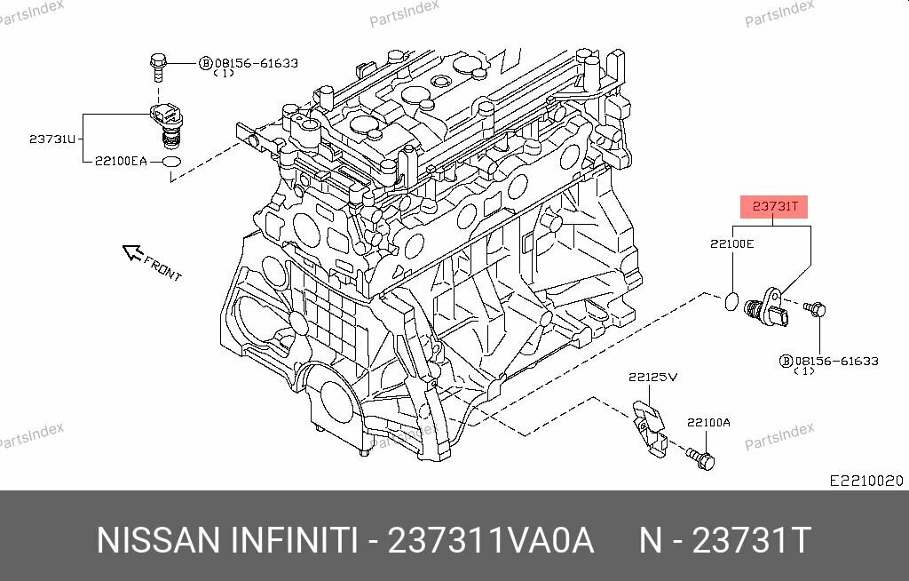 Датчик положения коленвала Nissan 237311VA0A, для Nissan Qashqai/X-Trail/Juke
