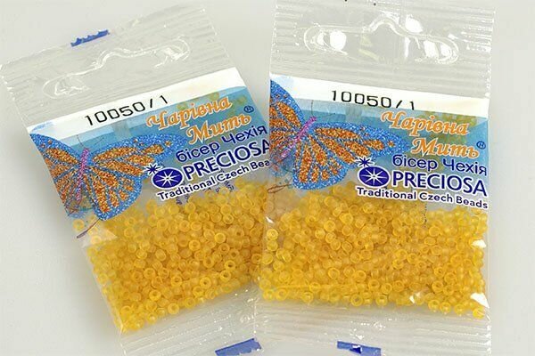 Бисер круглый PRECIOSA желтый матовый, упаковка 5 г, 10 шт (PR.10050/1)