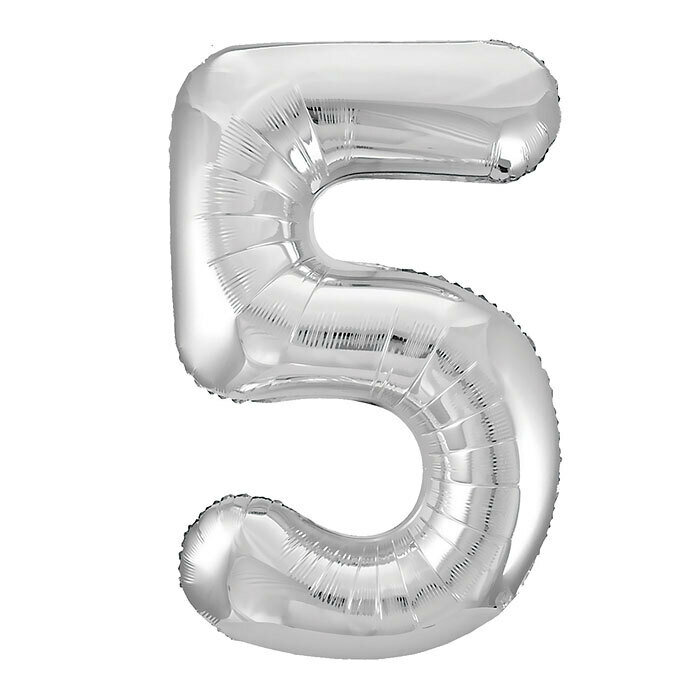 Шар воздушный Agura Цифра 5, Slim, серебро (754559)