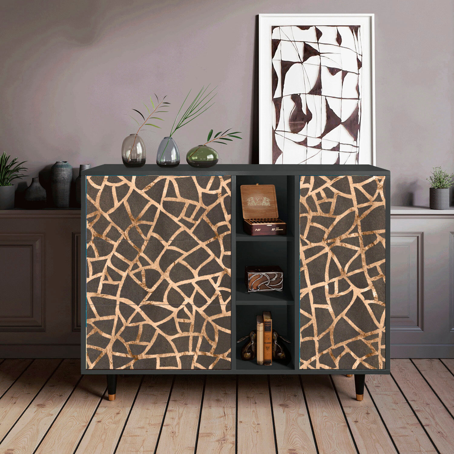 Комод - STORYZ - BS2 Enlarged Leaf, Разер - 125 x 97 x 48 см , Цвет корпуса - Антрацит