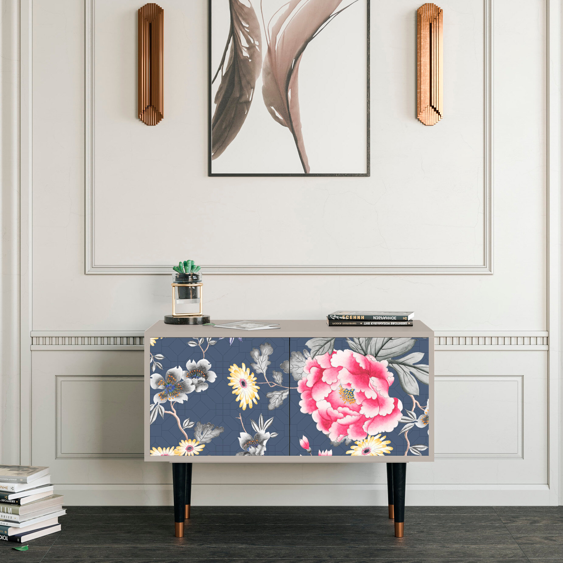 Комод - STORYZ - S1 Dark Flower Bed, Размер - 94 x 69 x 48 см, Цвет корпуса - , Сатин