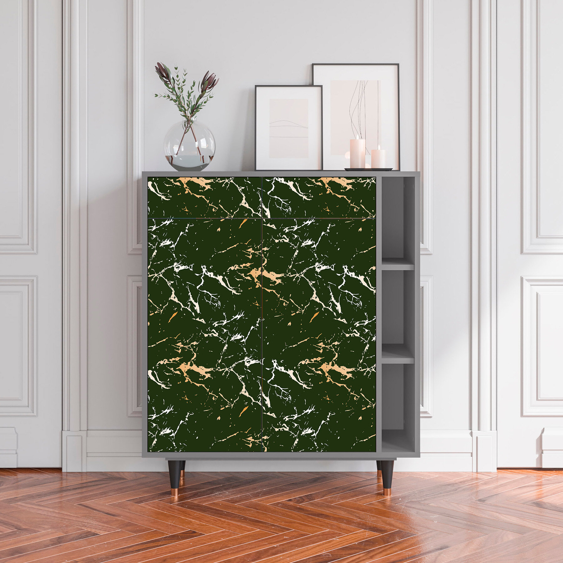 Комод - STORYZ - BS6 Amazon Forest, Размер - 94 x 110 x 41 см, Цвет корпуса - , Серый