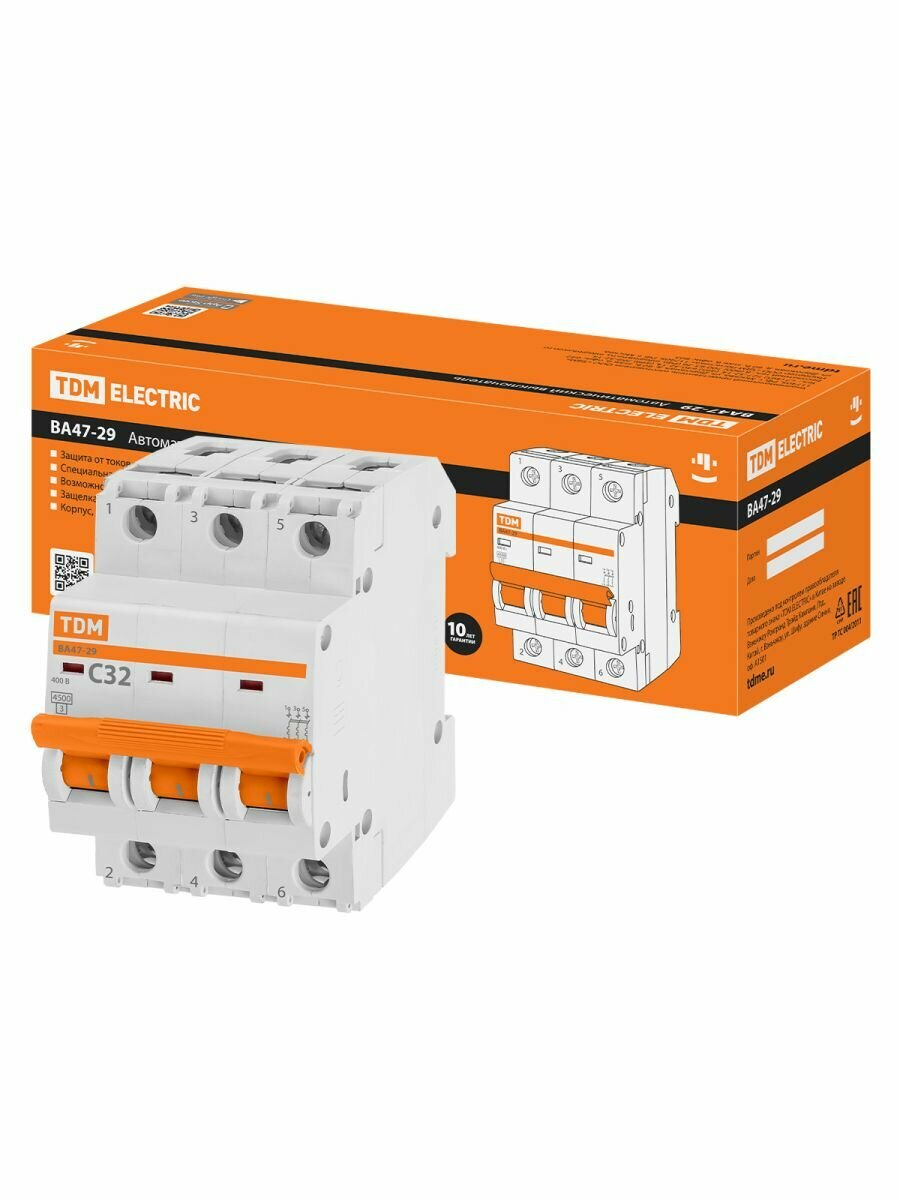 Авт. выкл. ВА47-29 3Р 32А 4,5кА х-ка С TDM