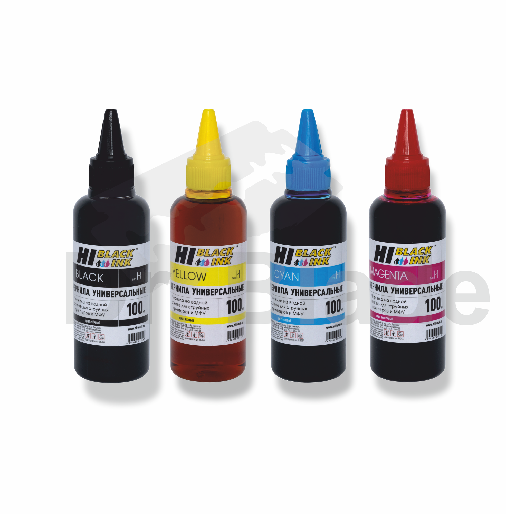 Комплект универсальных чернил Hi-BLACK для HP, 4 цвета ( по 100 ml ) на водной основе
