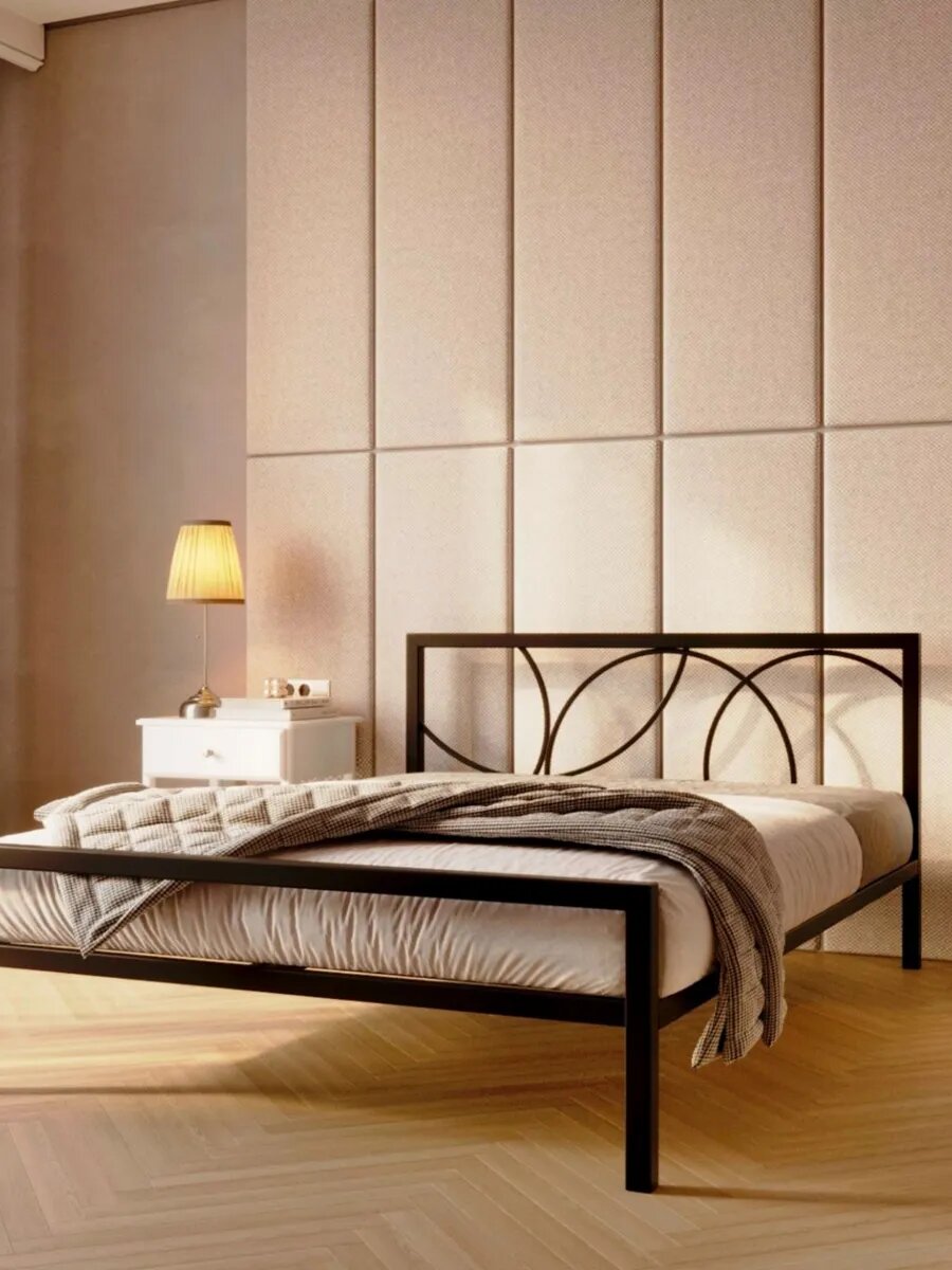 Кровать Loft Mebel "Злата", кованая, максимальная нагрузка 300кг, черное муаровое покрытие