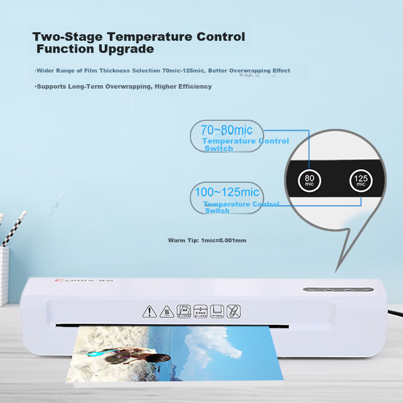 COMIX (Comix) A4 Home Office Laminator Machine for Photos and Documents, Hot and Cold Lamination, Quick Preheating, Two Temperature Settings F9015B