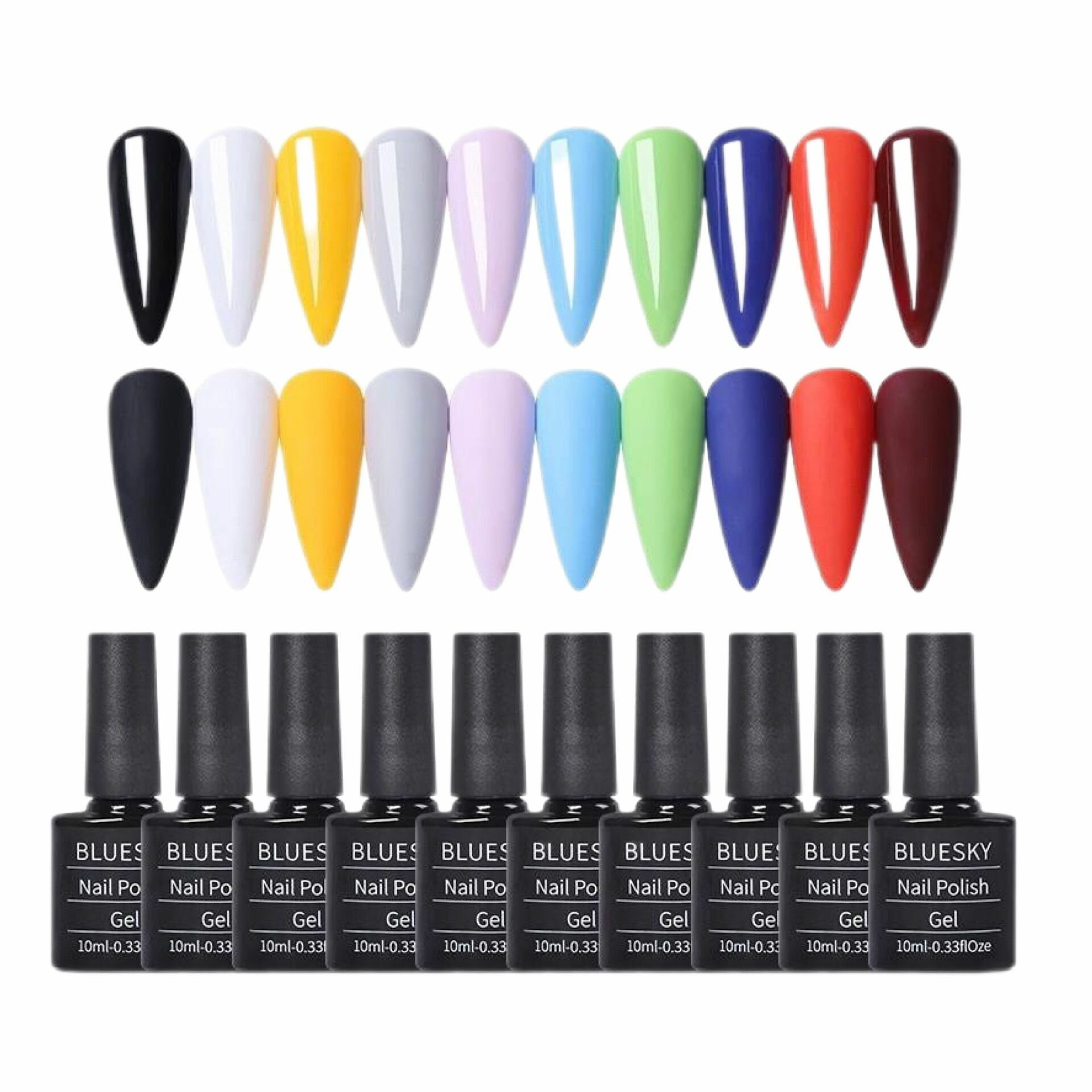 Набор гель лаков для ногтей / для ногтей и педикюра -10 цветов (рандомные) плюс топ и база в подарок