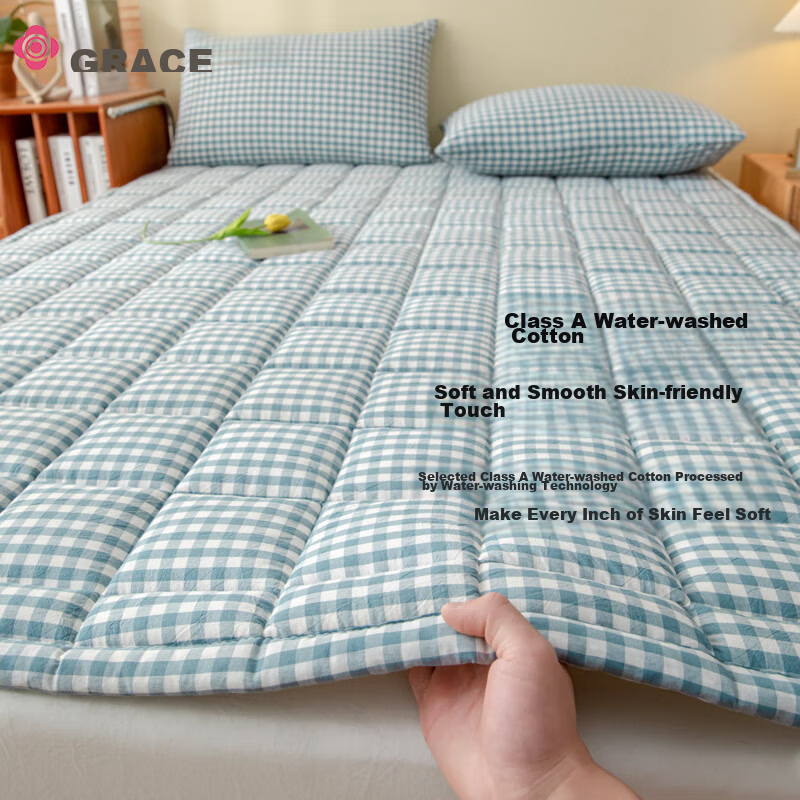Grace A-Class Xinjiang Cotton Fiber Mattress Pad, 0.9 Meter Single Student Tatami, 90*200cm, Lan Xiao Ge