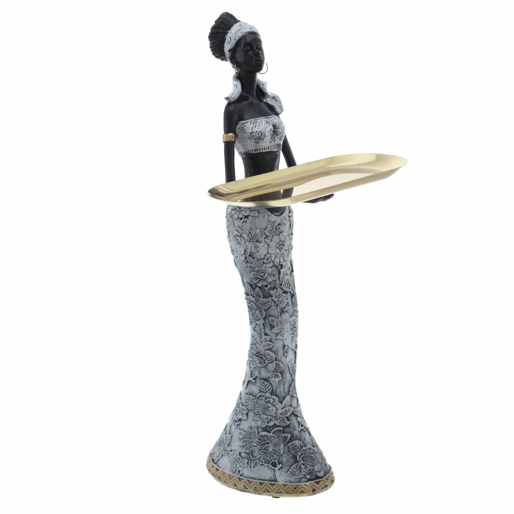 Фигурка декоративная "Африканка" с подносом, L22,5 W16,5 H45 см