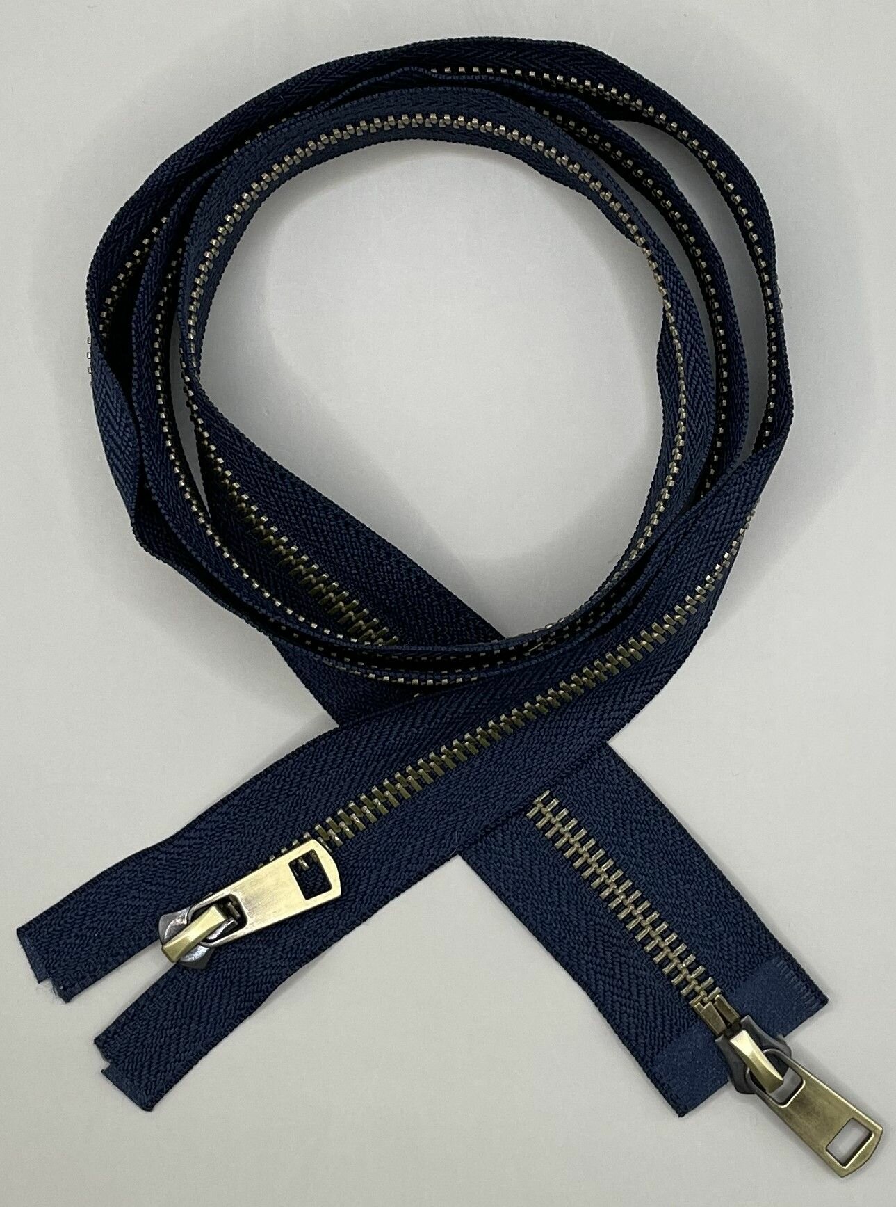 Молния(титан-легкий металл) , тип 5,110см, синий, зубья бронза,2 замка.1шт.