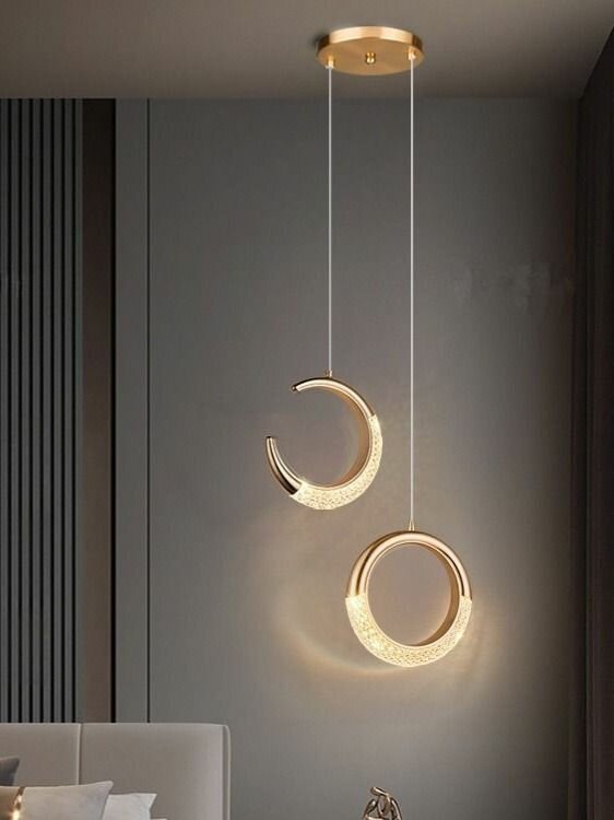 Подвесная светодиодная люстра с золотым кольцом для кухни, спальни и прихожей