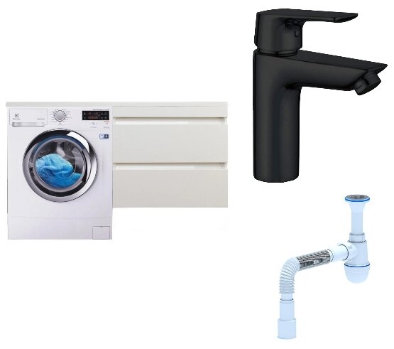 Комплект: Тумба с раковиной Style Line Даллас 140 Люкс Plus R + Смеситель Aquanet Static AF330-10B + Сифон АниПласт 469639 + AF330-10B + C2015xrv