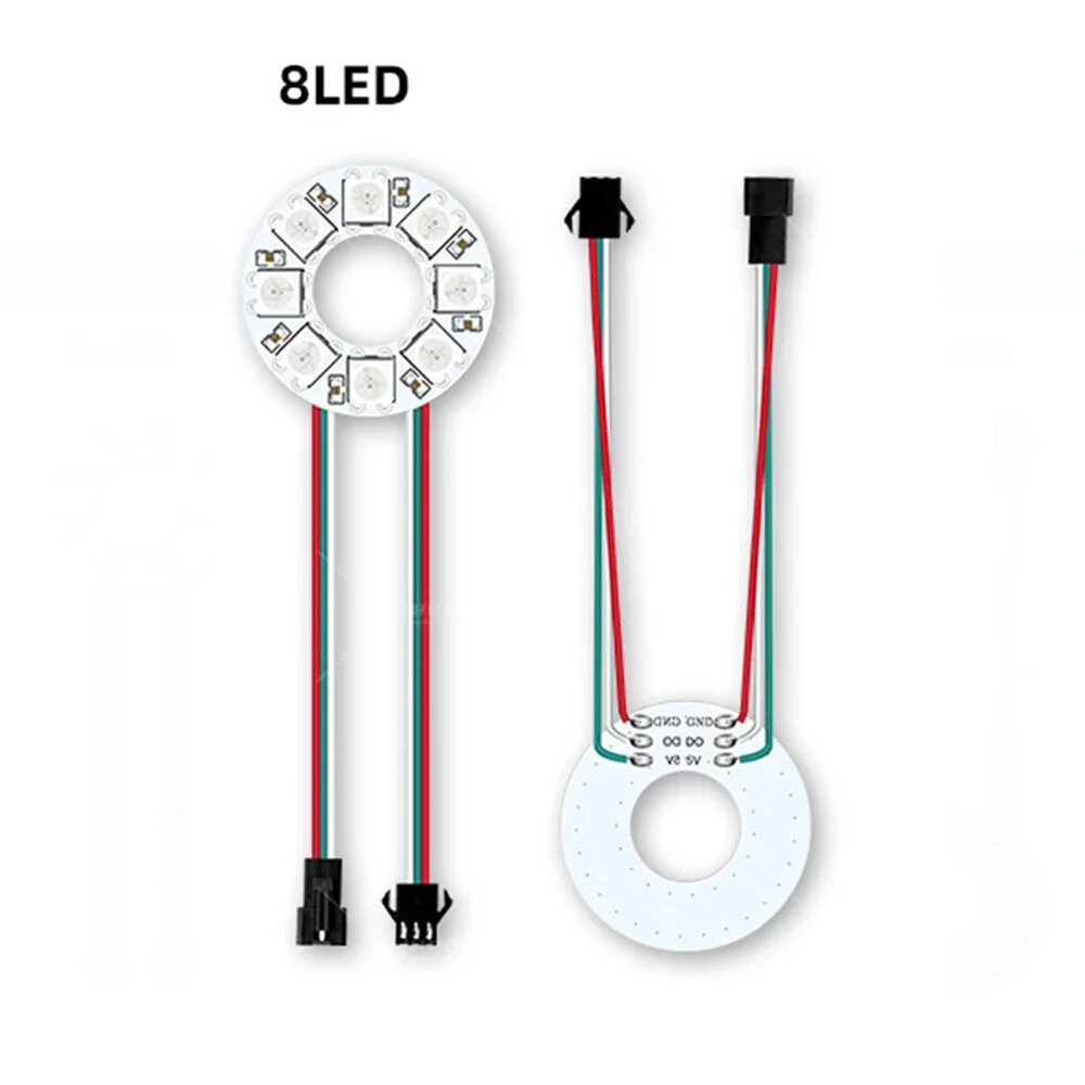 RGB светодиодное кольцо XINCNDAY 8/16/24/35/45 LED 5В 8Leds