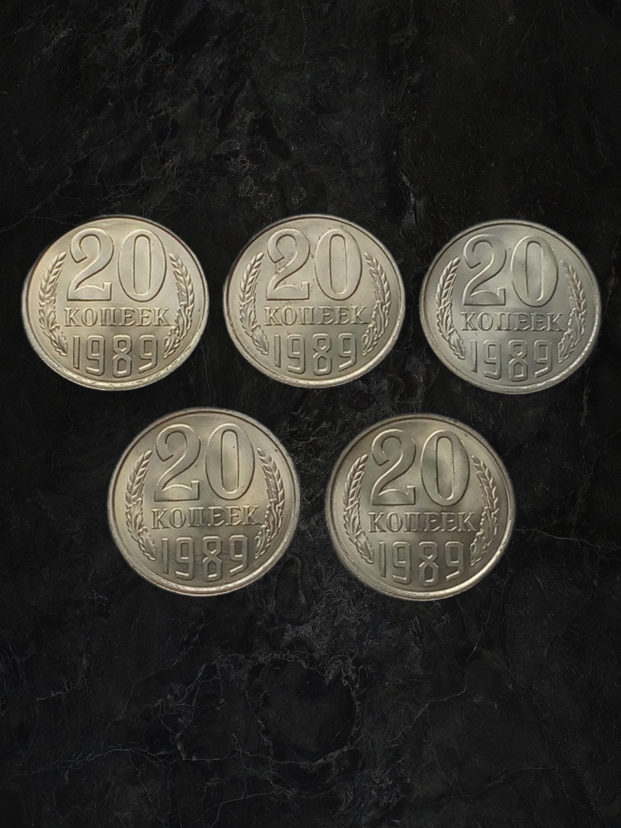 СССР, 20 копеек 1989 г. АЦ. Всего 5 монет