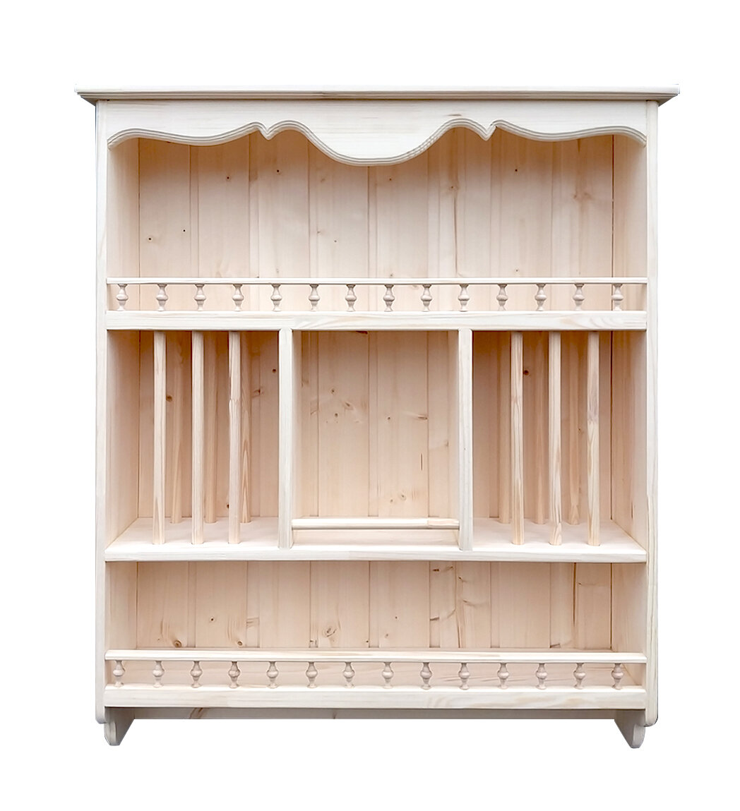 Полка без покраски с отделениями для тарелок