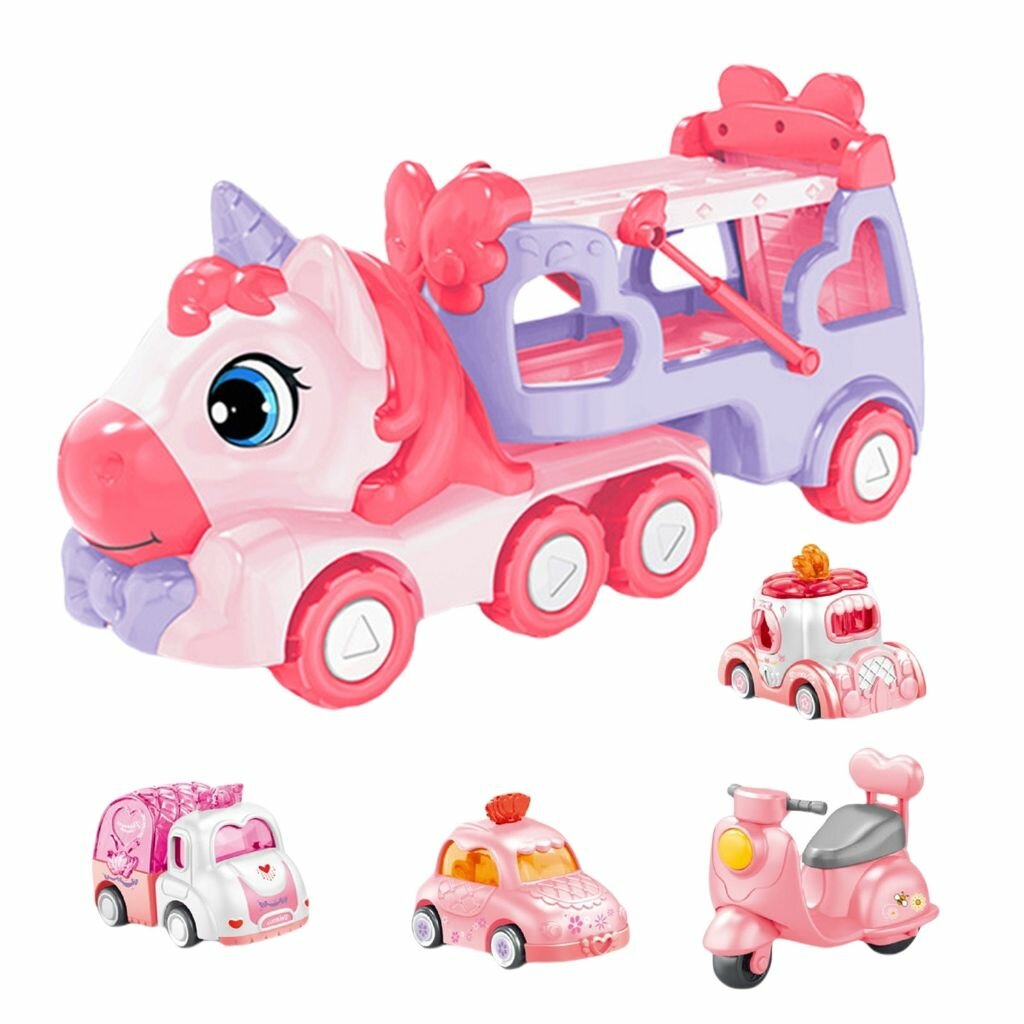 Волшебная игрушечная машина для животных девочек -игристых автомобилей малышей, занимающихся звуком и светом