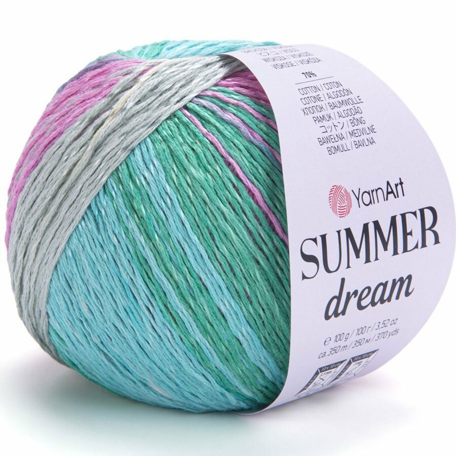 Пряжа Yarnart SUMMER DREAM 4309 зел/бир/св. желт (4 мотка)