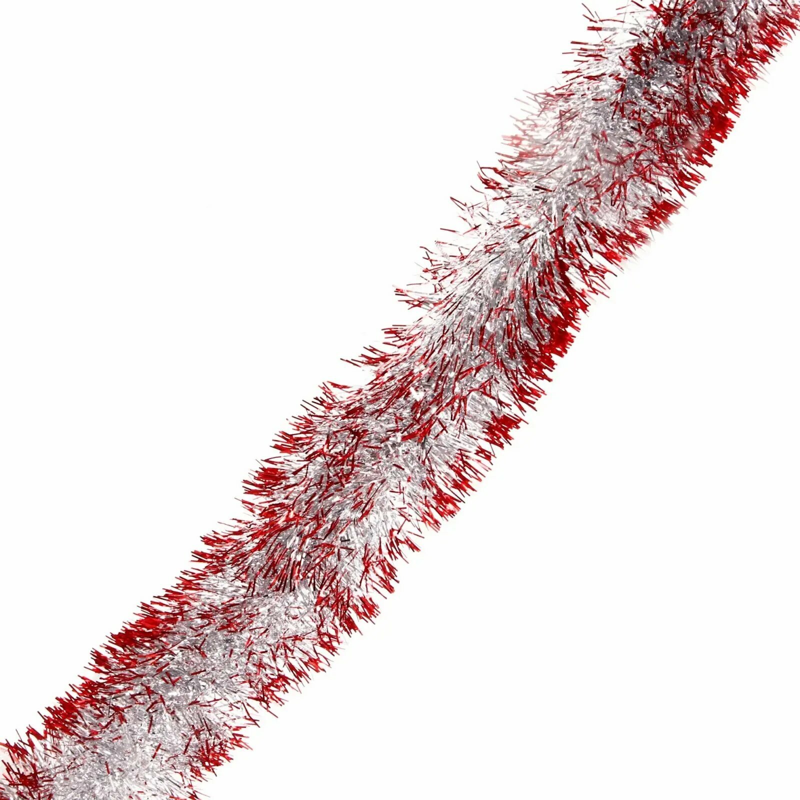 Мишура новогодняя 'Серебряный блеск' 2м, красная, ПВХ, для украшения елки и дома