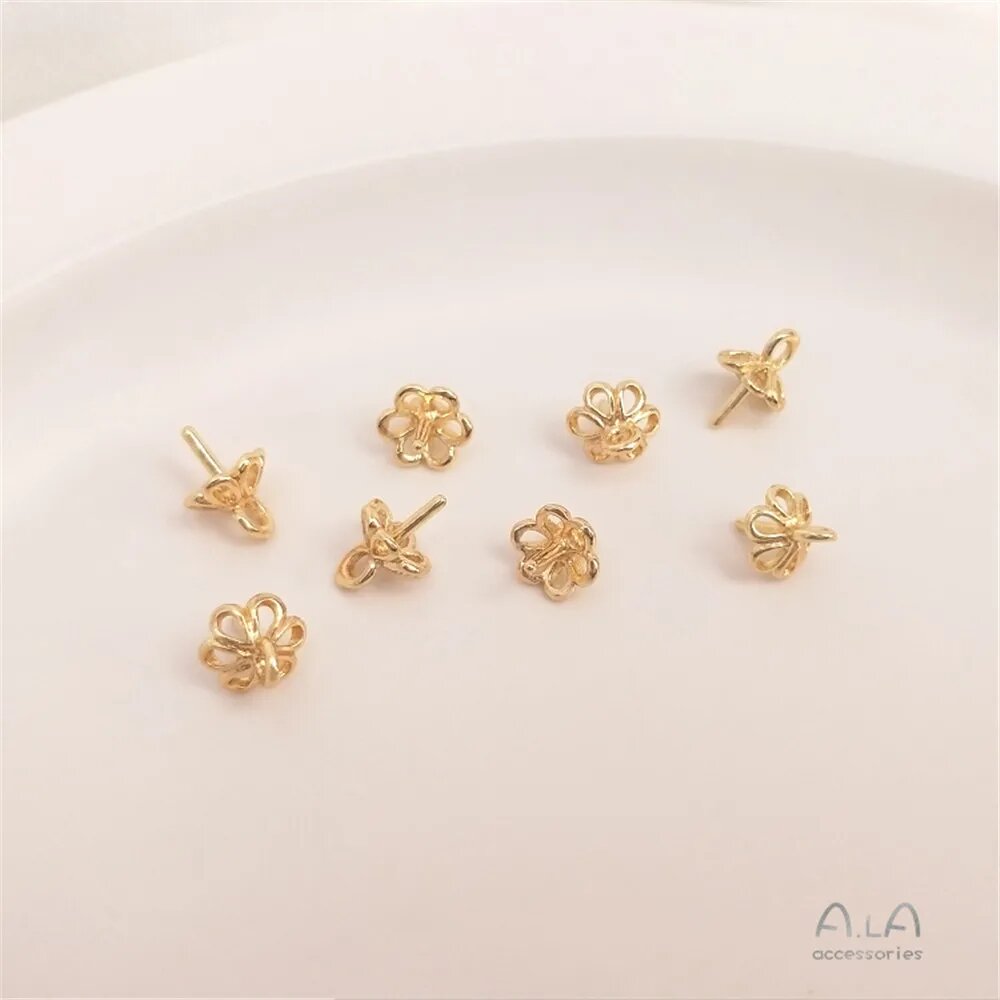 Золотые бусины в форме цветка для рукоделия 6mm