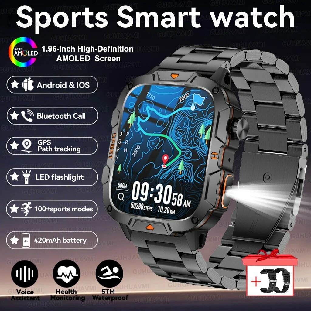 Мужские умные часы 2025 Outdoor Military GPS